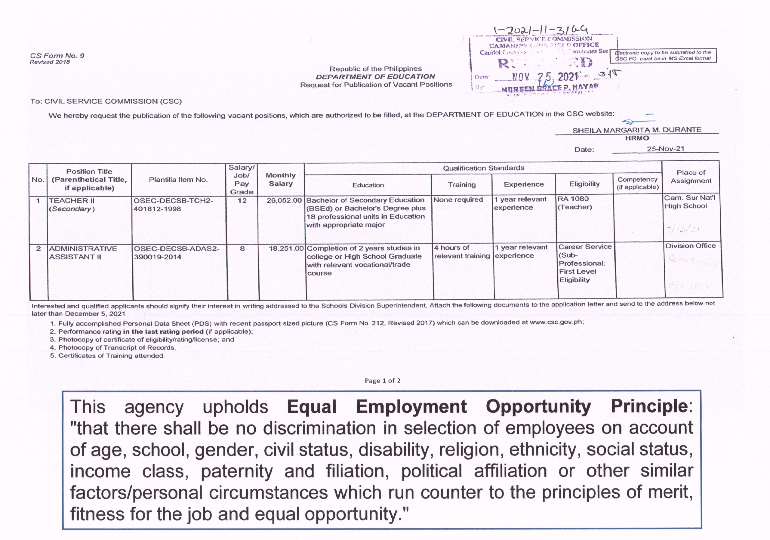 Career Opportunities – SDO Naga Official Website